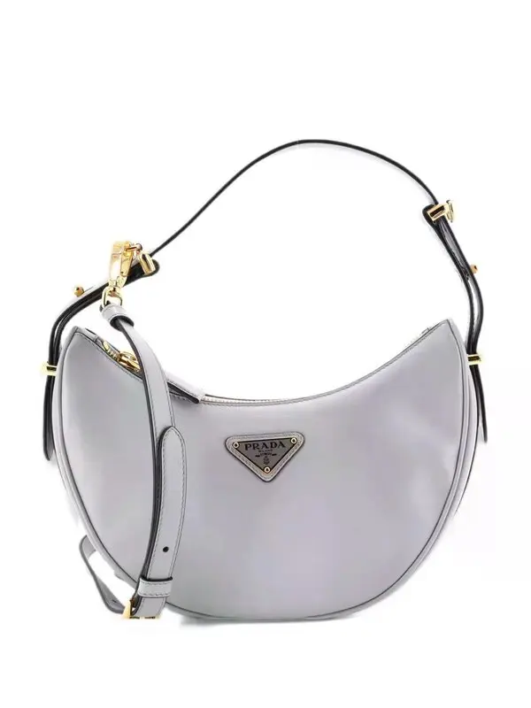 Prada Arque Half Moon Leather Mini Hobo Bag - Grey