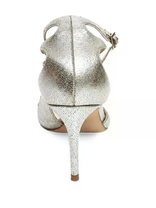 JIMMY CHOO Metallic Leather Open-toe Pumps