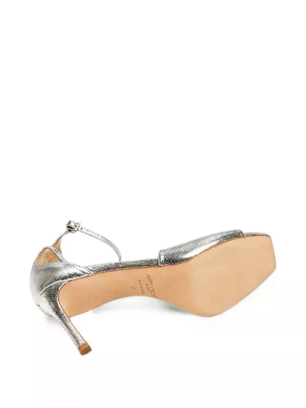 JIMMY CHOO Metallic Leather Open-toe Pumps