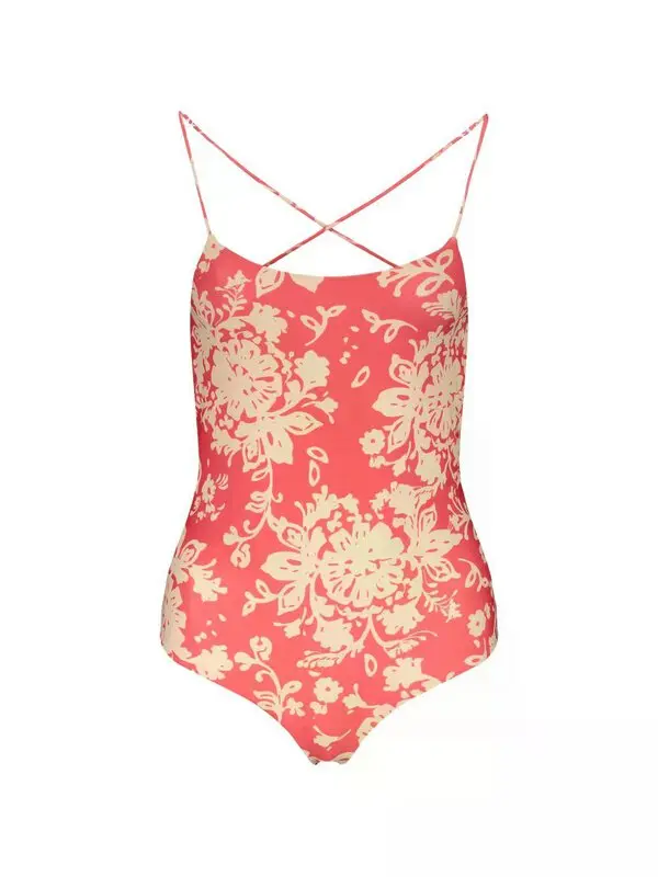 Red Valentino Floral-print Tie-fastening Swimsuit - Red