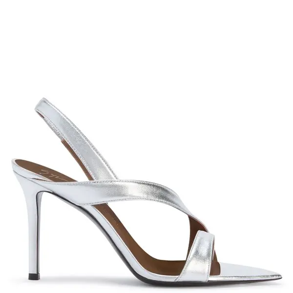 GIUSEPPE ZANOTTI Intriigo Cris 90 Laminated Leather Sandals - Silver