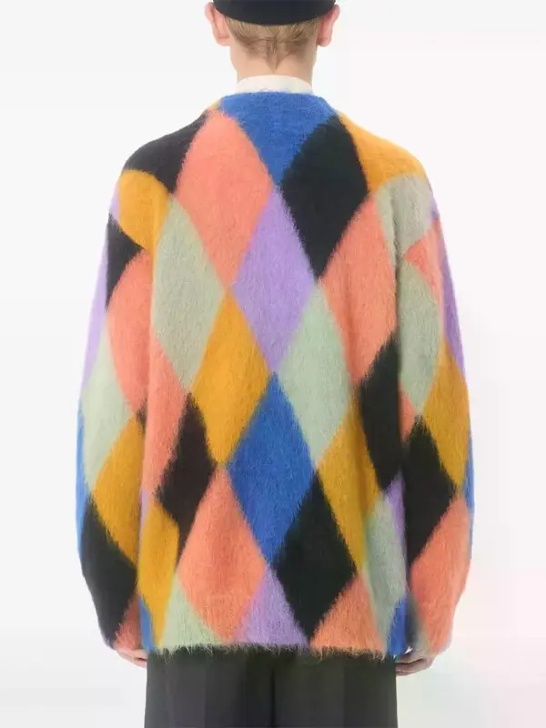 Valentino Garavani Rhombelle Pattern Mohair Wool Blend Cardigan