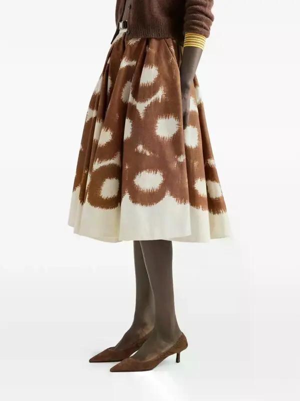 Prada Printed Pleated Canvas Skirt