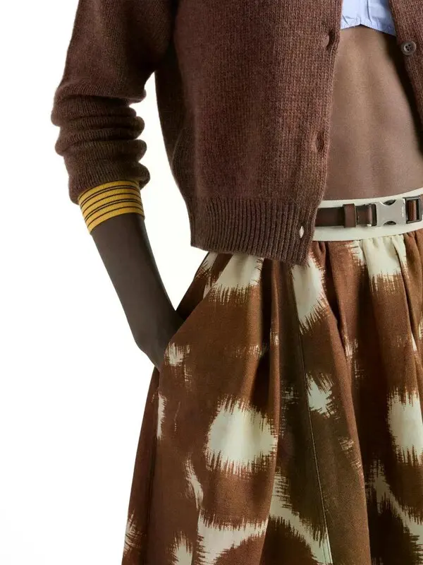 Prada Printed Pleated Canvas Skirt