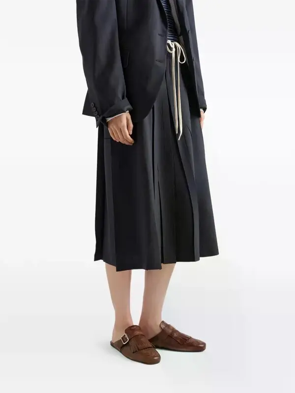 Prada Light Wool Pleated Midi Skirt