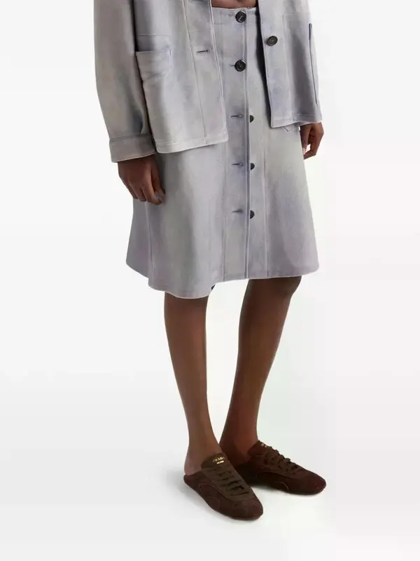 Prada Button-up Patch-pocket Skirt - Blue