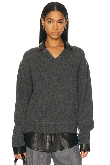 Acne Studios Krispo Wool And Lamb Leather Sweater