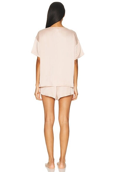 Lunya Washable Silk Tee Short Pajama Set - Delicate Pink