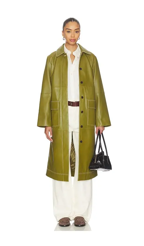 ALIGNE Mountain Leather Coat - Olive