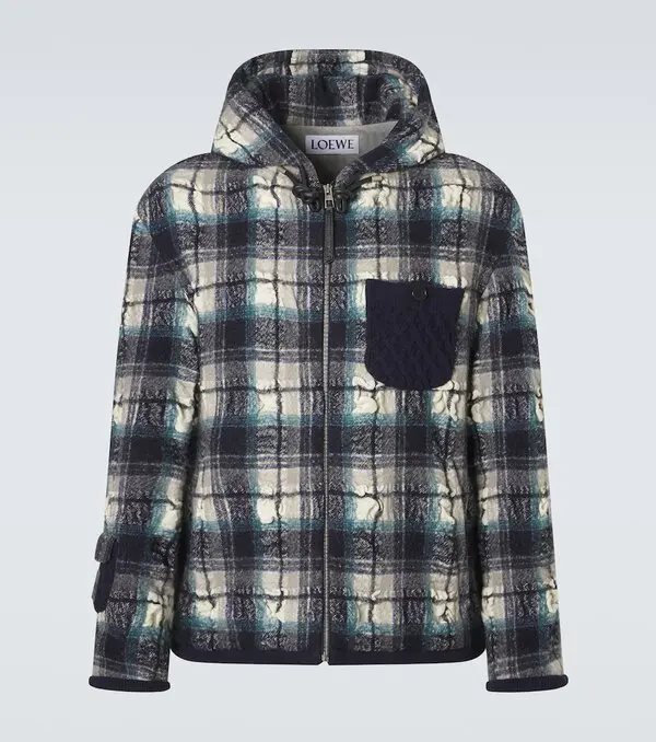Loewe Plaid Wool And Linen Zip-up Jacket - Multicoloured