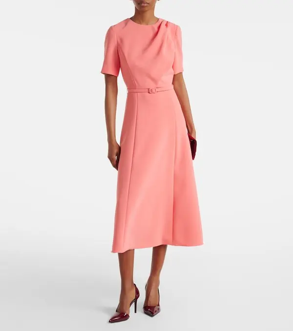 Carolina Herrera Belted Midi Dress In Sunset - Pink