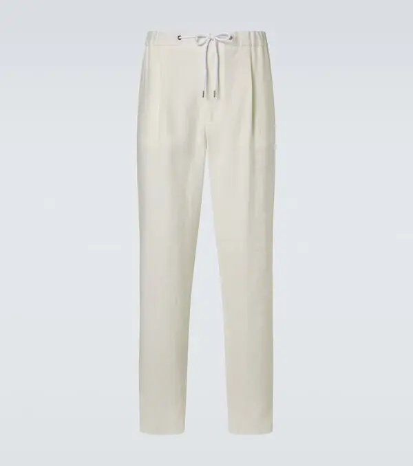 Giorgio Armani Tapered Linen Canvas Trousers