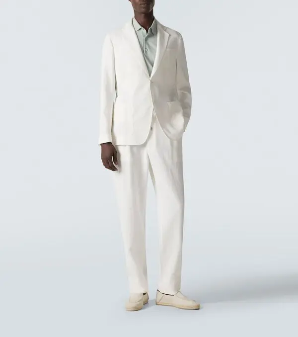Giorgio Armani Tapered Linen Canvas Trousers