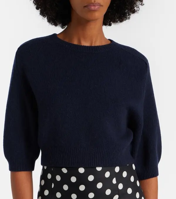 Khaite Lorelai Cropped Wool And Cashmere Sweater - Blue