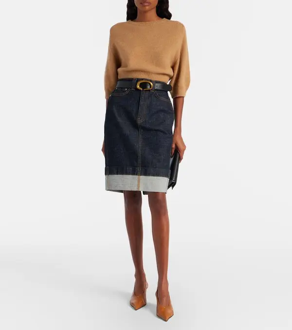 Khaite Lorelai Cropped Wool And Cashmere Sweater - Brown