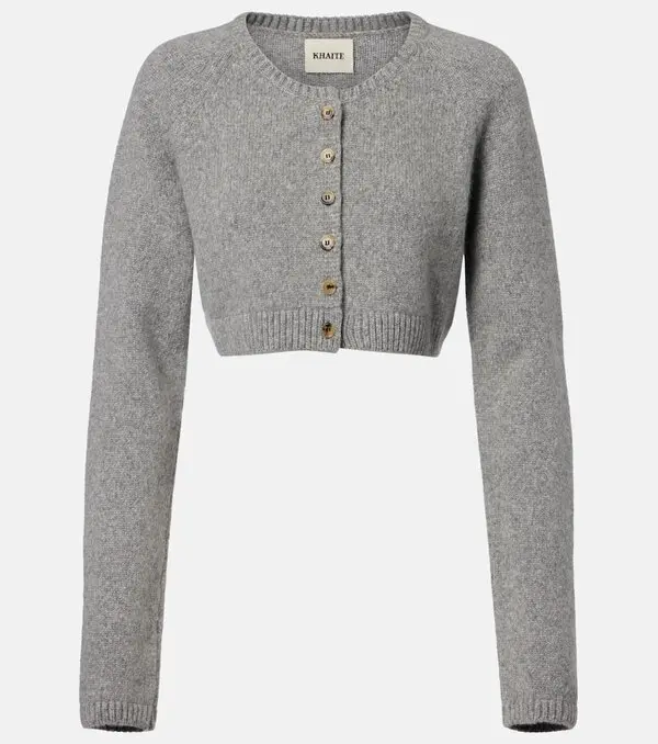 Khaite Cropped Cashmere Cardigan - Grey