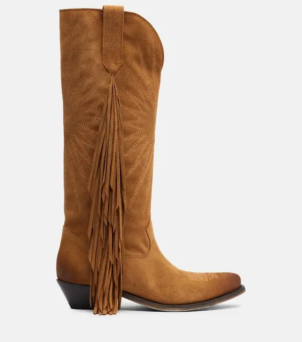 GOLDEN GOOSE Wish Star Fringed Suede Cowboy Boots
