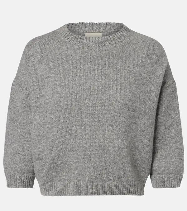 Khaite Sabina Cropped Cashmere Sweater - Grey
