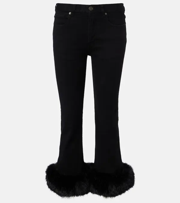 Balenciaga Low-rise Capri Jeans With Fur Trim