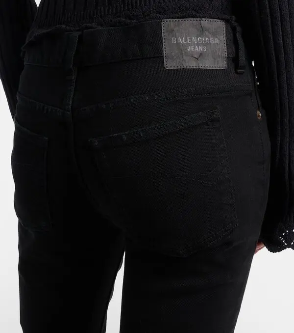 Balenciaga Low-rise Capri Jeans With Fur Trim
