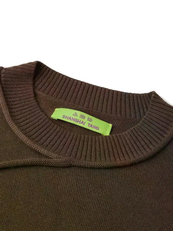 Shanghai Tang Coffee Rib Knit Short-sleeve Top
