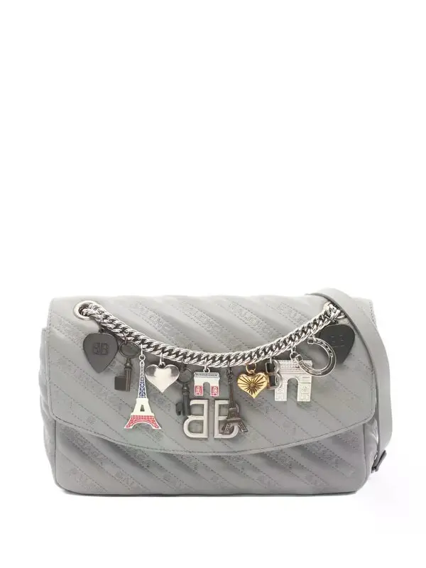 Balenciaga 2010s Bb Round Chain Leather Shoulder Bag