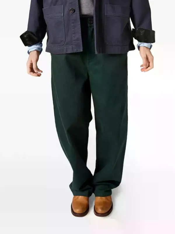 Miu Miu Logo-embroidered Gabardine Trousers - Green