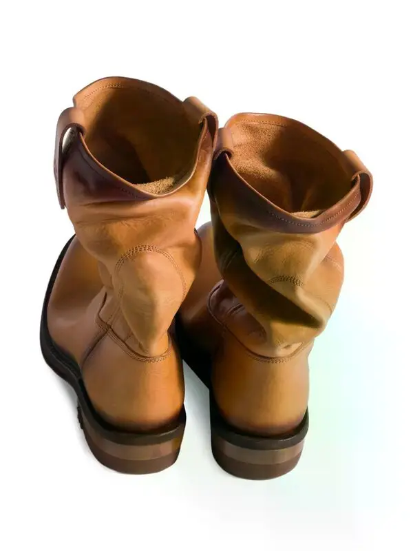 Miu Miu Logo-embossed Leather Boots - Neutrals