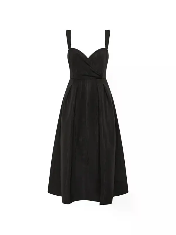 Rebecca Vallance Sweetheart Neck Midi Dress - Black