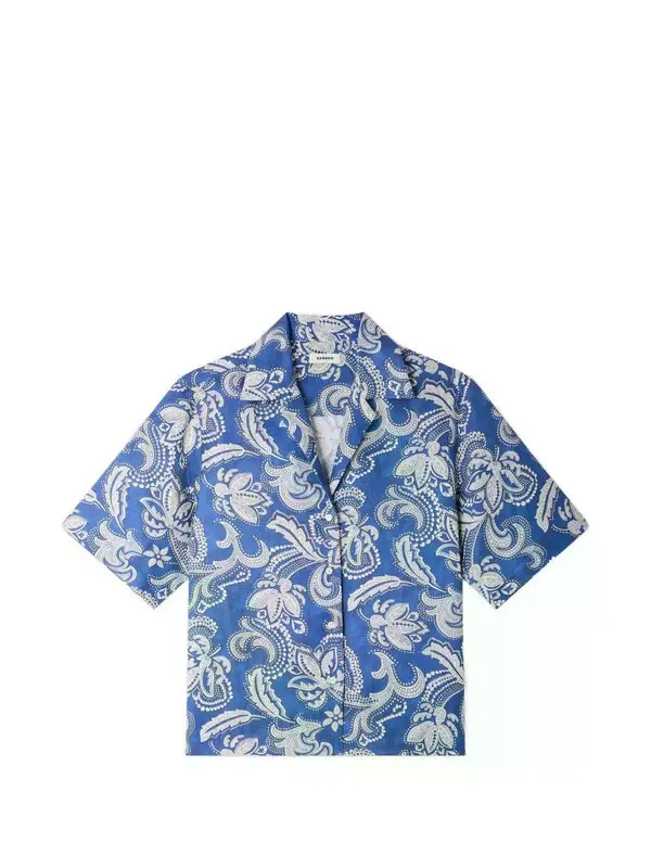 Sandro Floral Printed Lapel Collar Shirt - Blue