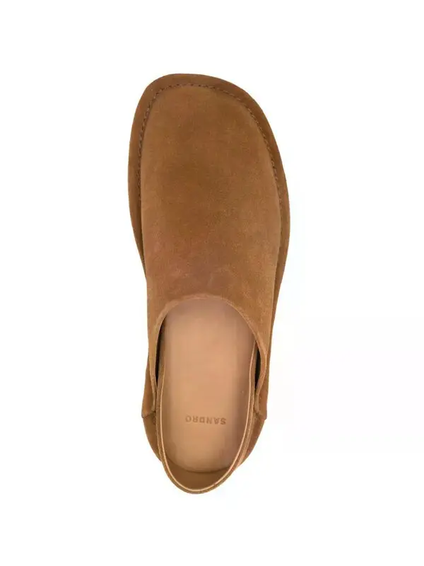 Sandro Split Leather Collapsible Heel Slippers - Brown