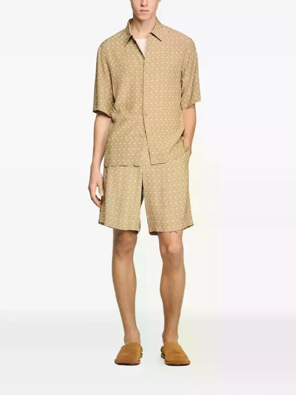 Sandro Geometric Pattern Elasticated Waist Shorts - Neutrals