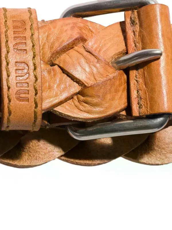 Miu Miu Woven Leather Belt - Brown