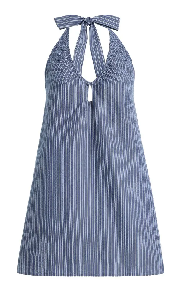 ELCE Exclusive Sidney Cotton-blend Mini Halter Dress - Blue
