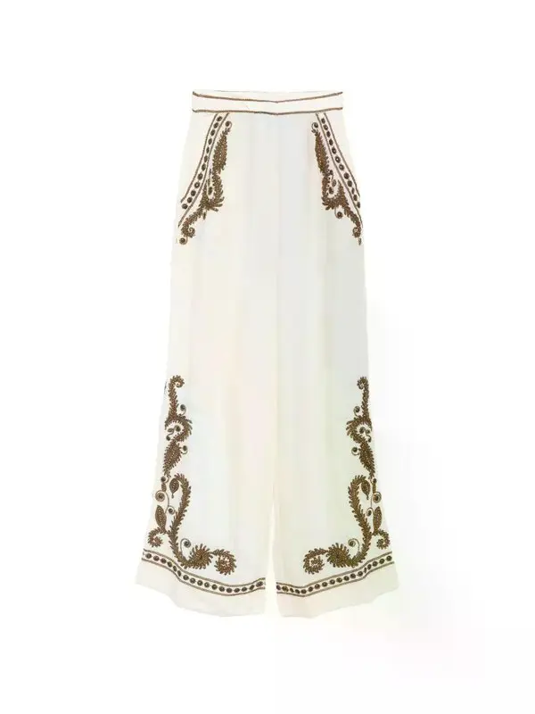 SCARLETT POPPIES Taylen Beaded Embellished Trousers - Neutrals
