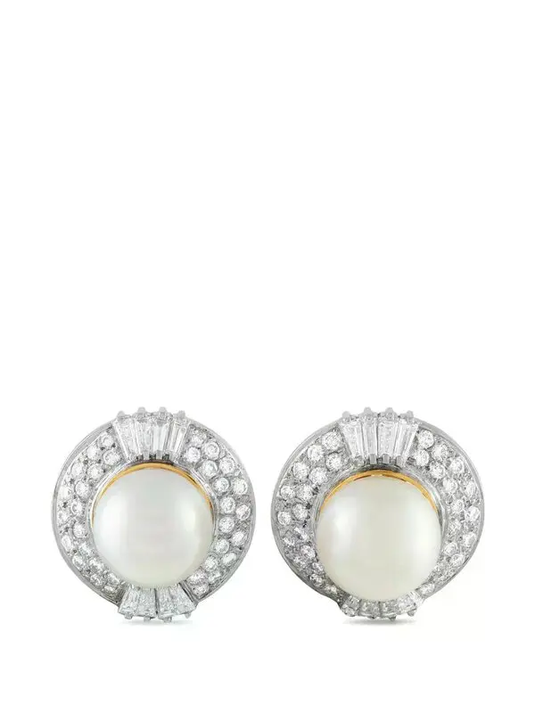 LB EXCLUSIVE 18k Gold Pearl And Diamond Earrings - Silver