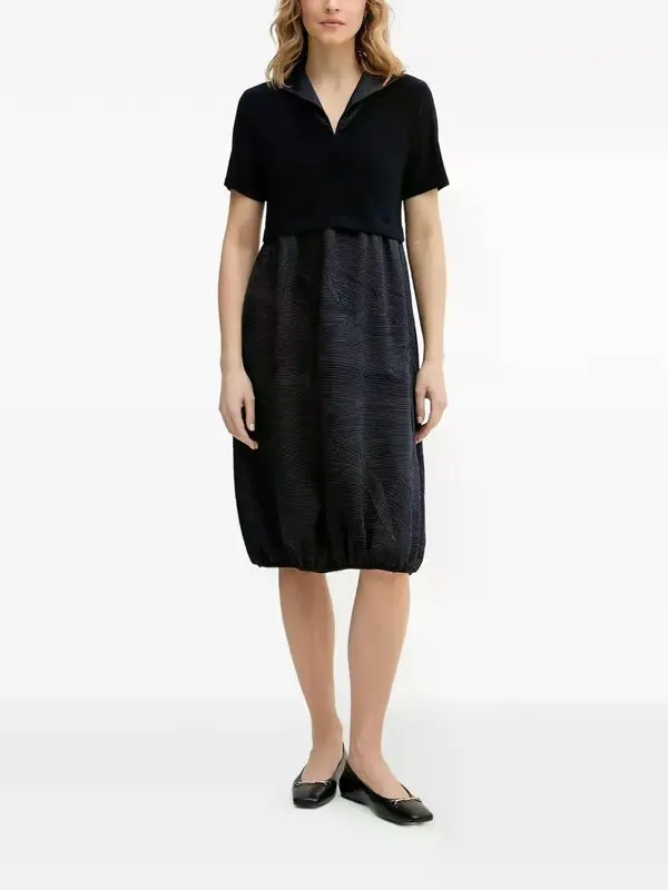 Joseph Ribkoff Short Sleeve V-neck Dress With Bubble Hem - Blue