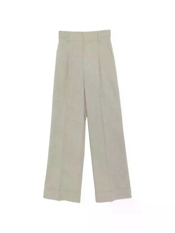 Alberta Ferretti Pleated Turn-up Hem Trousers - Neutrals
