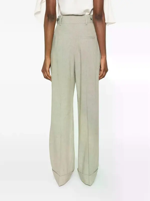 Alberta Ferretti Pleated Turn-up Hem Trousers - Neutrals