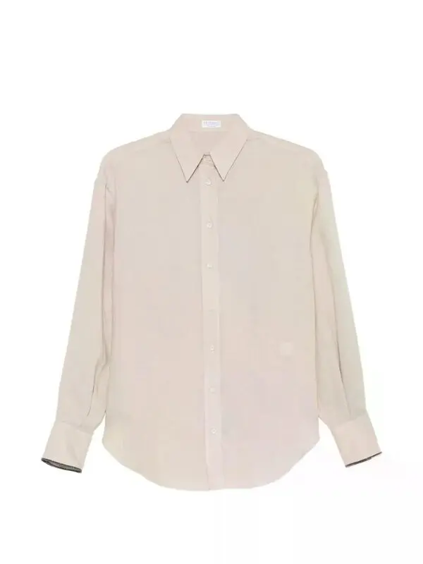 Brunello Cucinelli Beige Cotton Blend Shirt With Cuffed Sleeves