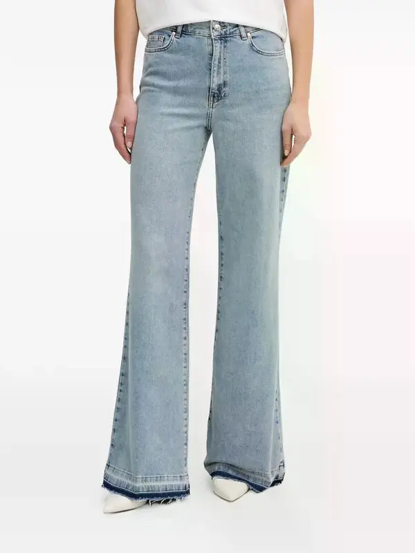OUI Fringed Wide-leg Jeans - Blue
