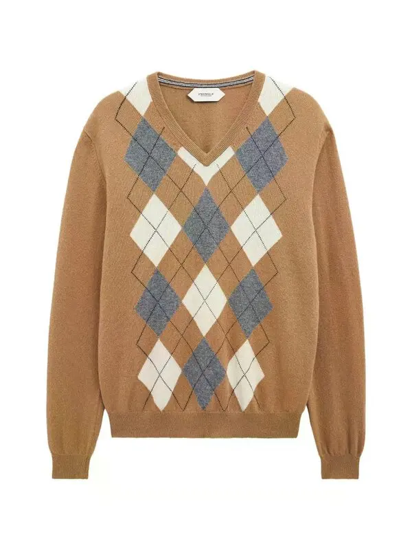 Pringle Of Scotland V-neck Argyle Sweater - Neutrals