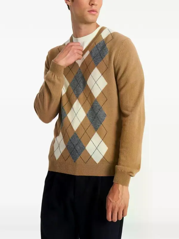 Pringle Of Scotland V-neck Argyle Sweater