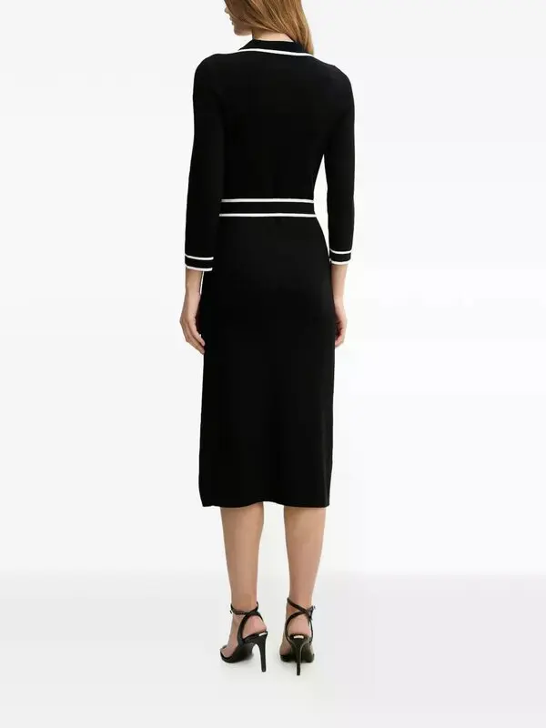 Joseph Ribkoff Buttoned Belted Midi Dress With Piped Trims
