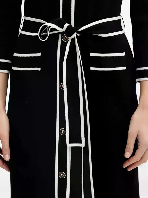 Joseph Ribkoff Buttoned Belted Midi Dress With Piped Trims