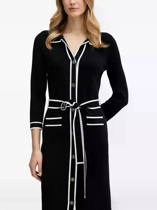 Joseph Ribkoff Buttoned Belted Midi Dress With Piped Trims