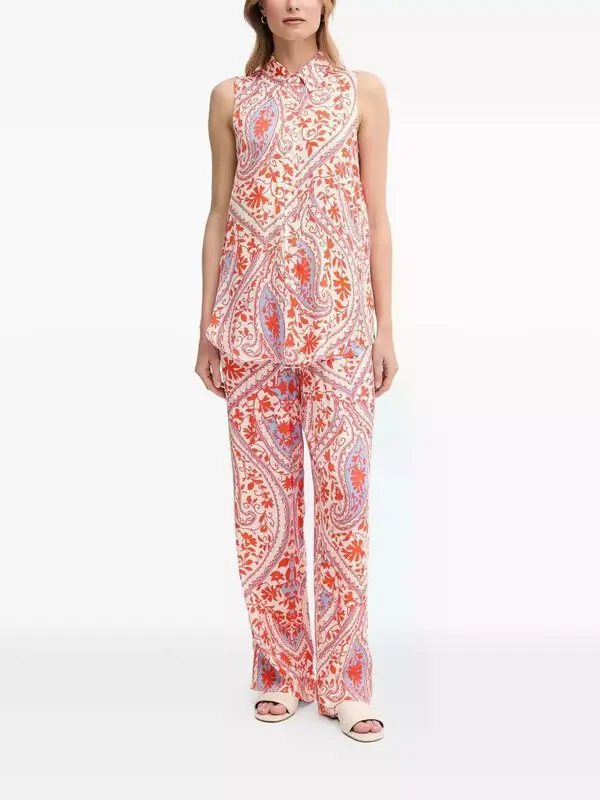 MARC AUREL Floral Print Drawstring Trousers - Orange