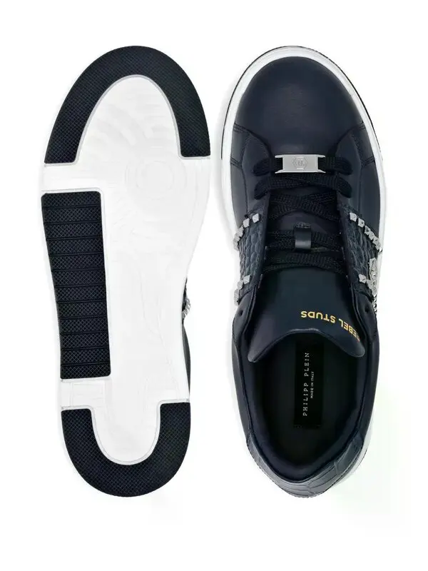 Philipp Plein Cocco Leather Studded Sneakers
