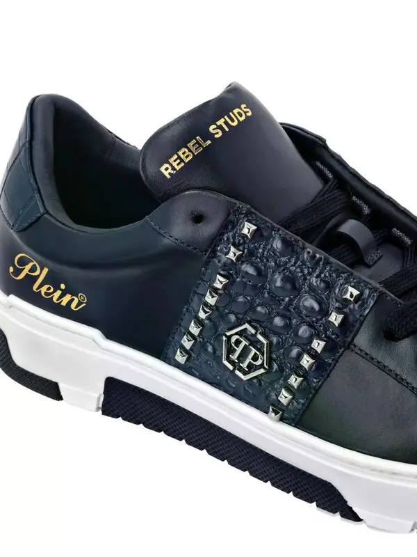Philipp Plein Cocco Leather Studded Sneakers