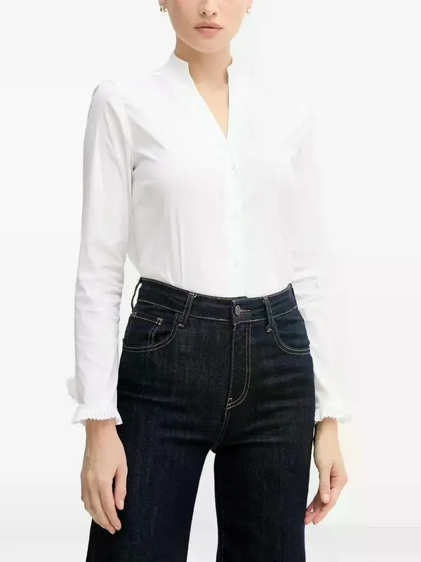 MOS MOSH Mmhassie Ruffled-cuff V-neck Shirt - White